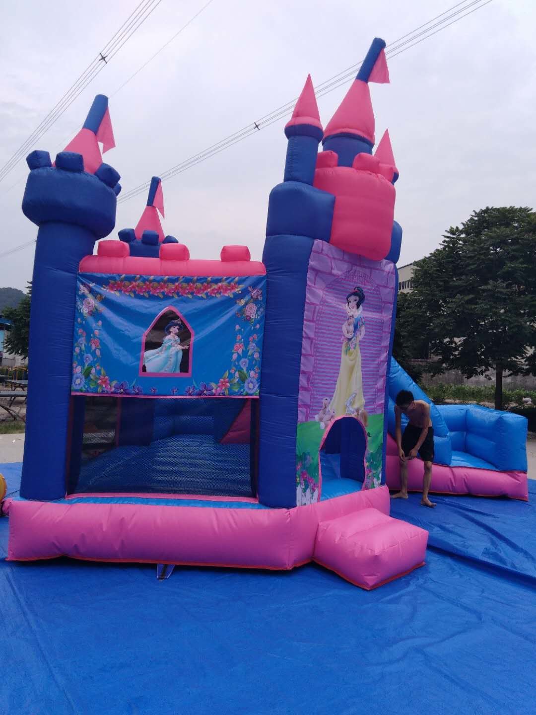 Pink Princess Girl Inflatable Bounce House Combo Double Stitching 4Mx ...