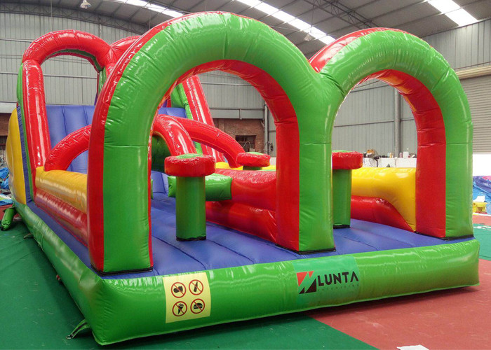 Colorful Giant Inflatable Obstacle Course Bouncer For Sport Filed